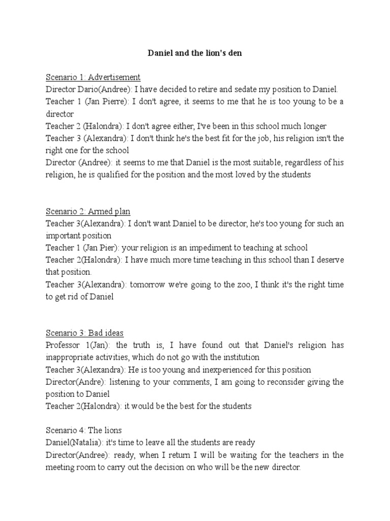 Daniel and The Lion's Den | PDF