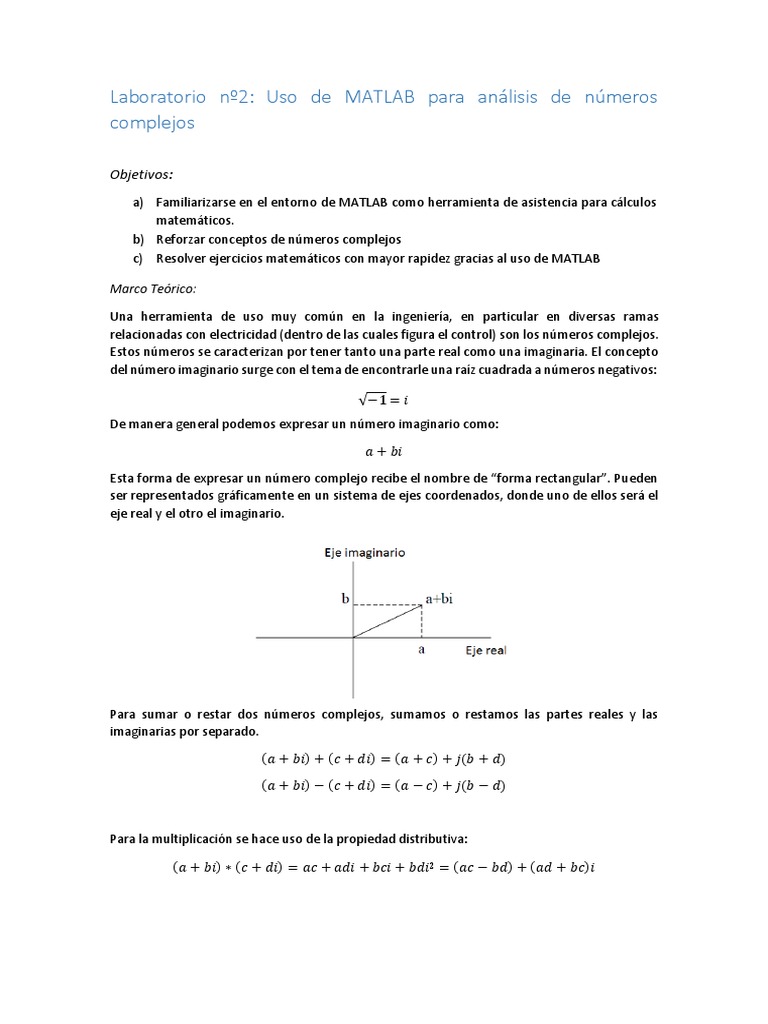 MATLAB y Números Complejos | PDF | Número complejo | Números