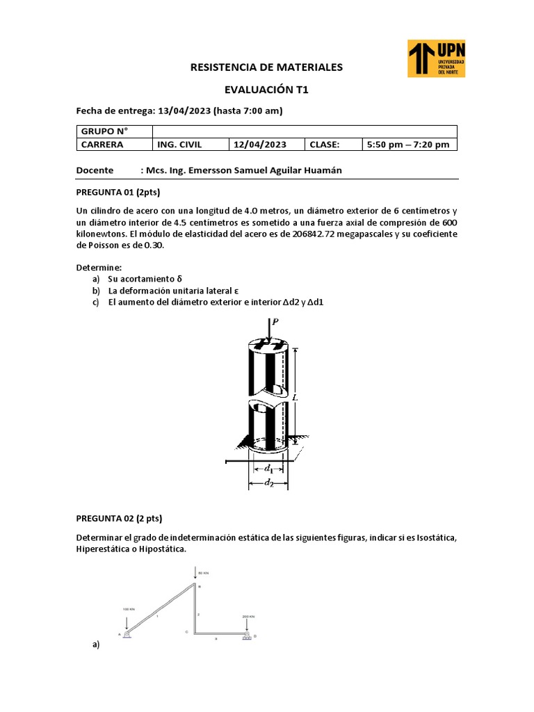 T1 Resistencia | PDF | Pandeo | Elasticidad (Física)