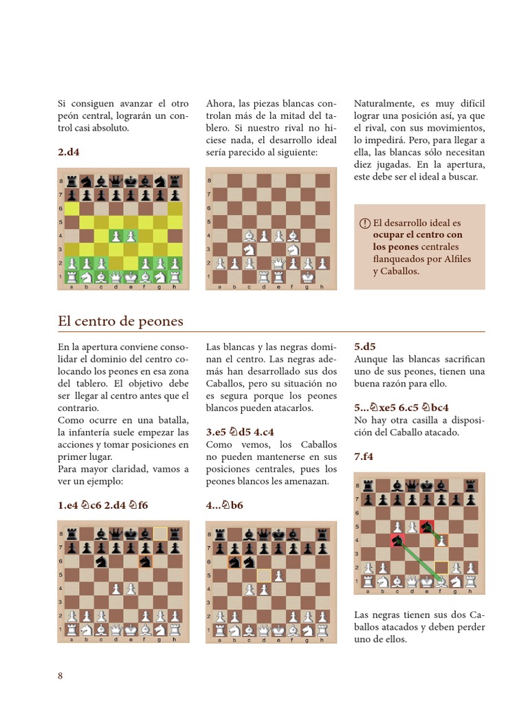 08 Curso Ajed Centro Peones | PDF | Aperturas de ajedrez | Juegos de mesa
