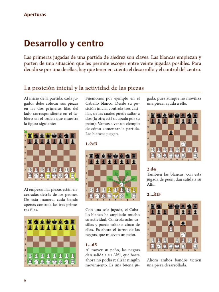 06 Curso Ajed Desarrollo y Centro | PDF | Aperturas de ajedrez | Juego ...