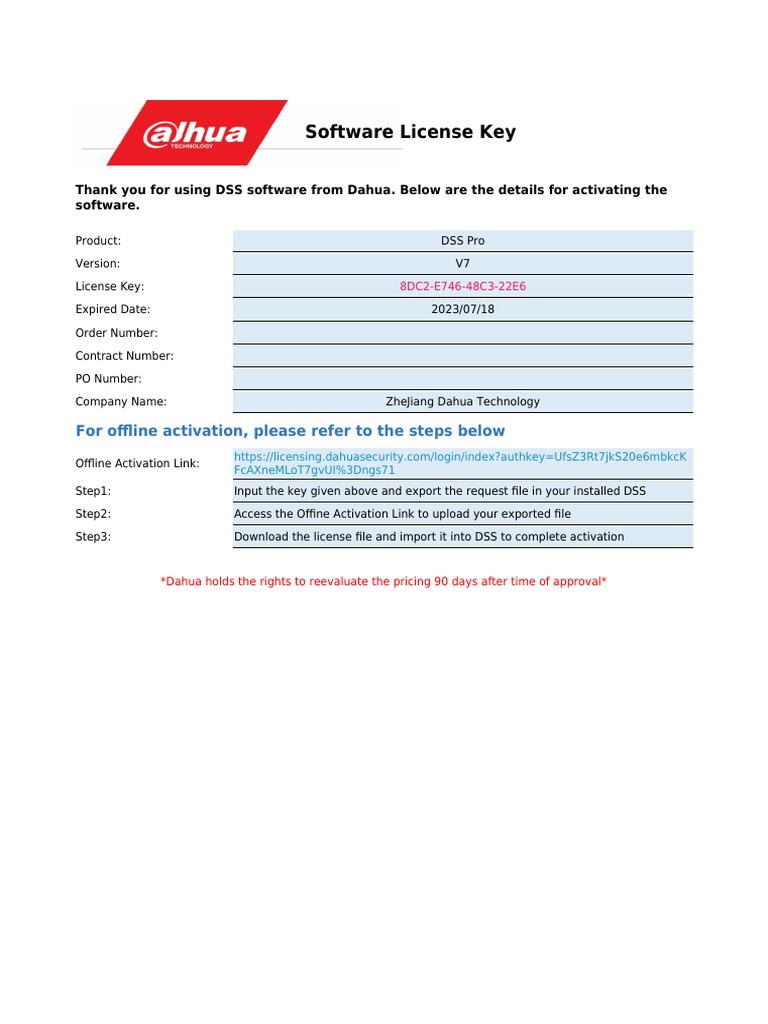 Software License Key: For o Ine Activation, Please Refer To The Steps ...