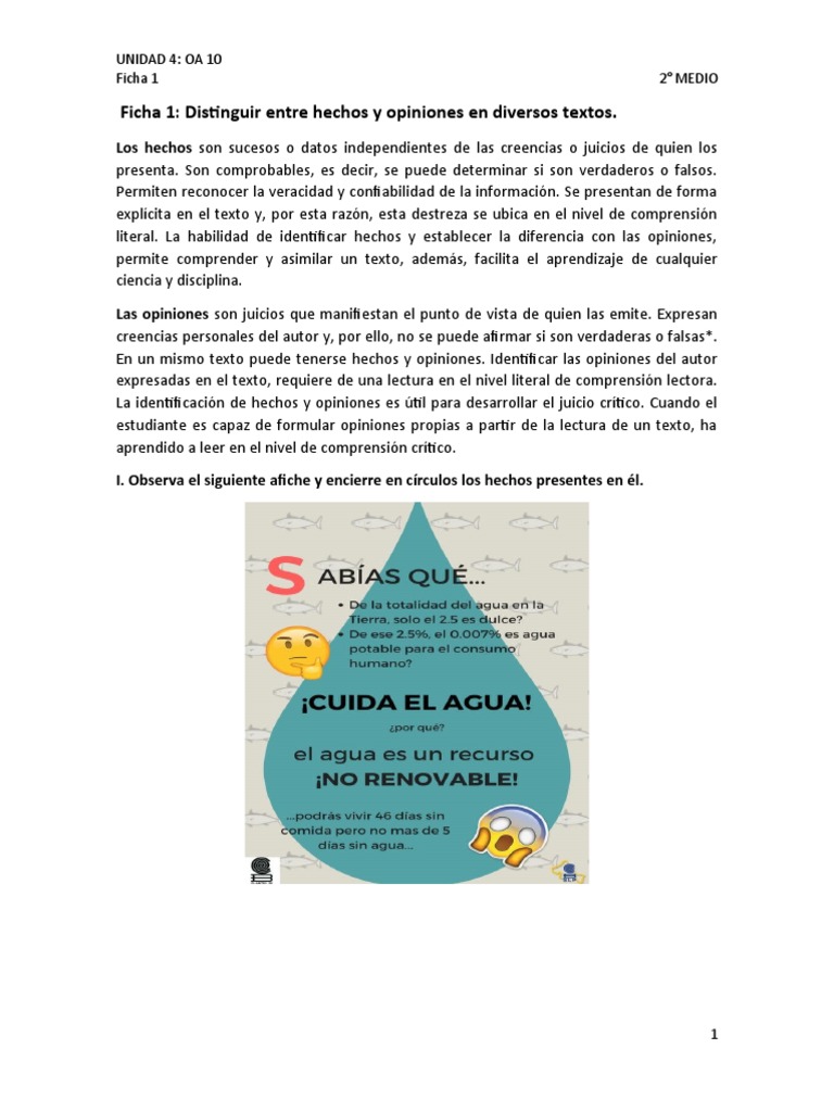 Distinguir Entre Hechos y Opiniones U4 | PDF