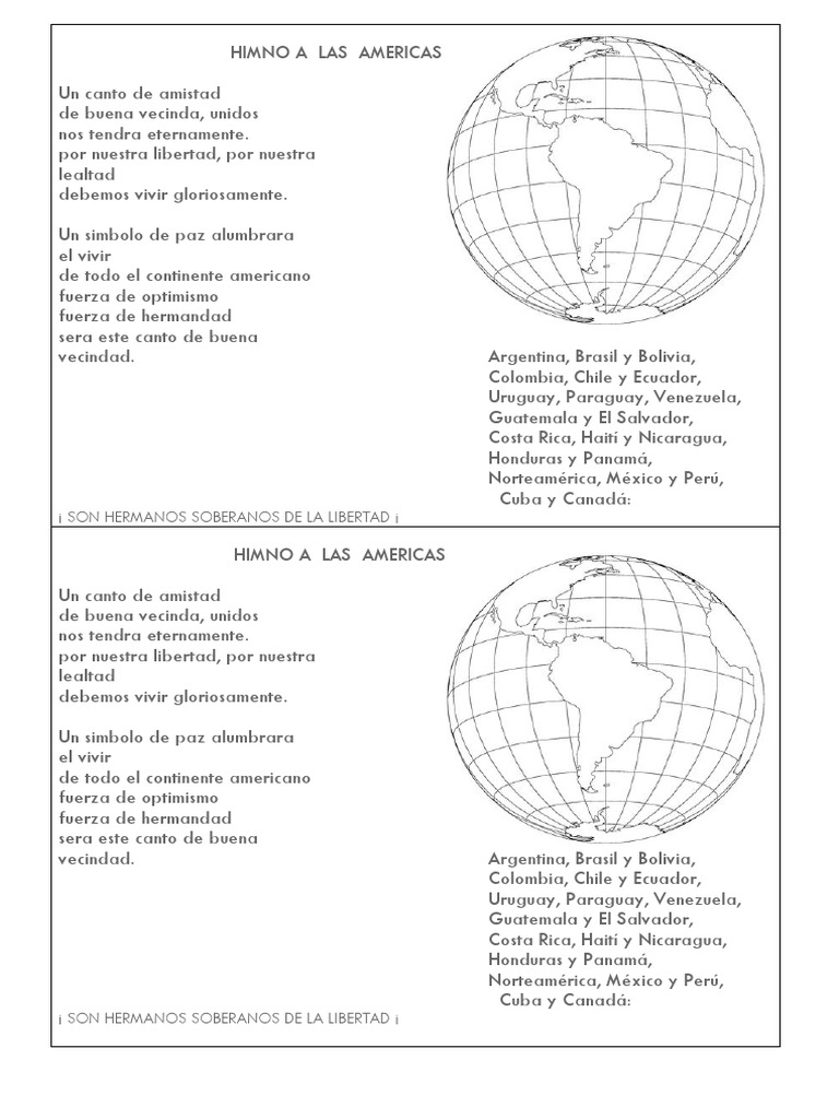 Himno A Las Americas | PDF