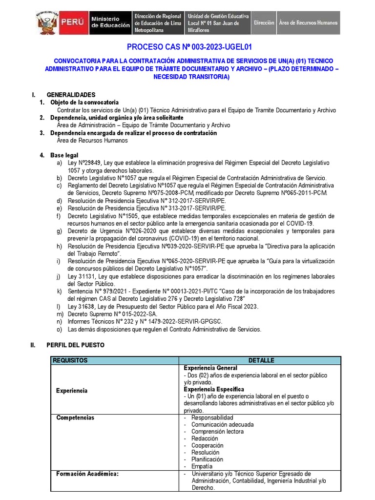 Cas #003 2023 Tecnico Administrativo | PDF | Titulo academico