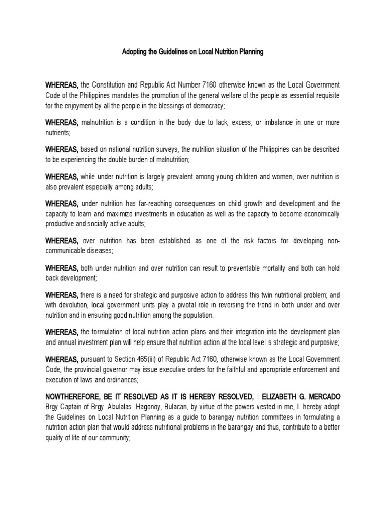 2a. Adopting The Guidelines On Local Nutrition Planning For EO | PDF ...