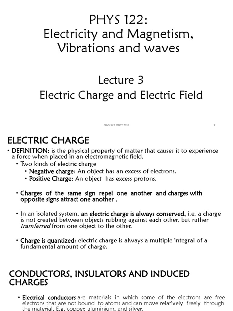 PHYS 122 Lecture 3 (Revised) | Download Free PDF | Electric Charge ...