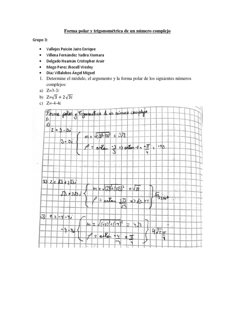 Forma Polar y Trigonométrica | PDF