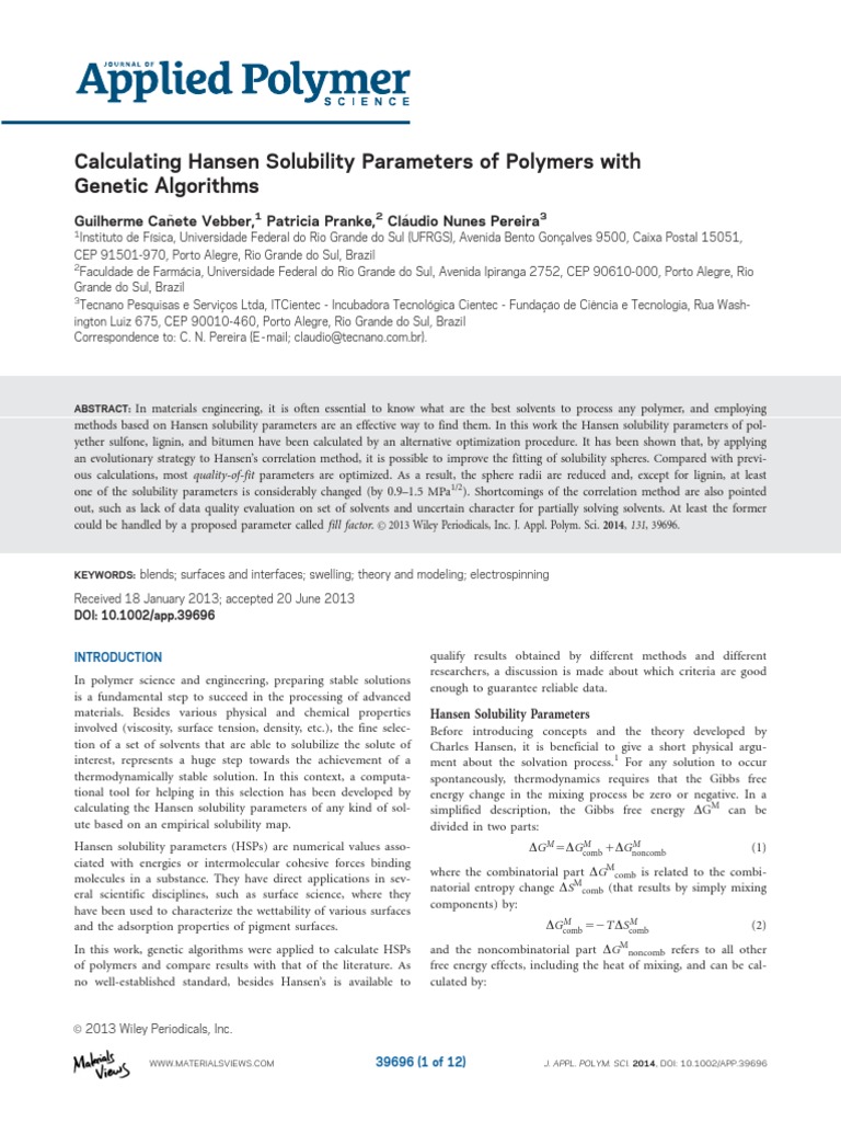 Genetic Algorithms for Hansen Parameters | PDF | Science & Mathematics