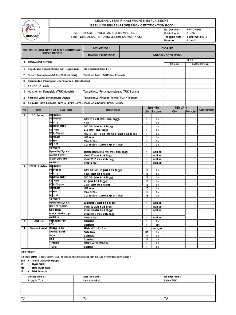 Form Verifikasi Tuk DG Muda | PDF