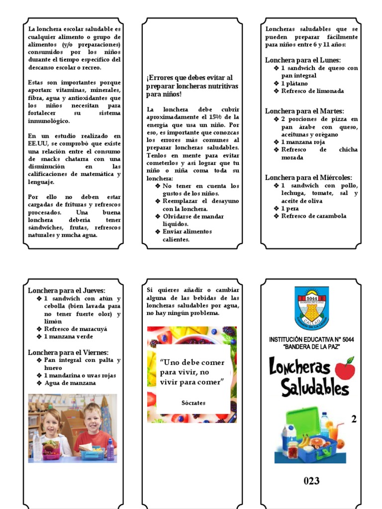 Triptico Loncheras Saludables - 1 | PDF