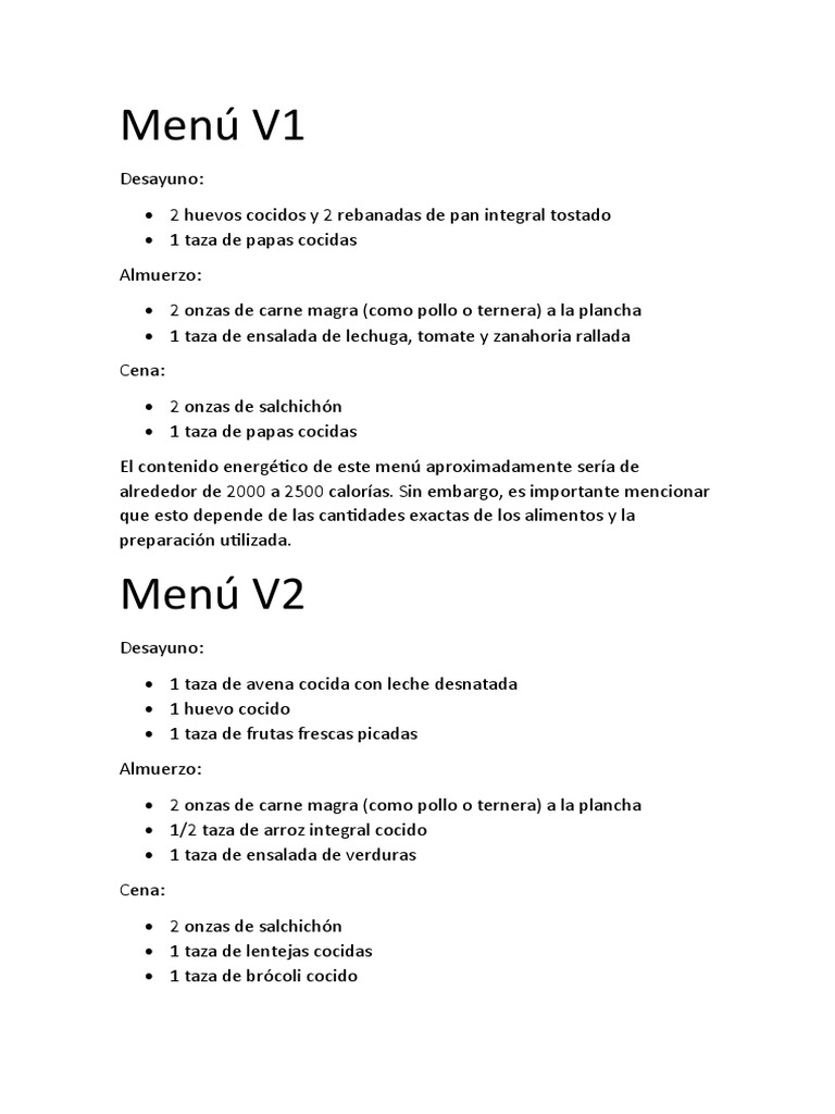 Menú V1 | PDF