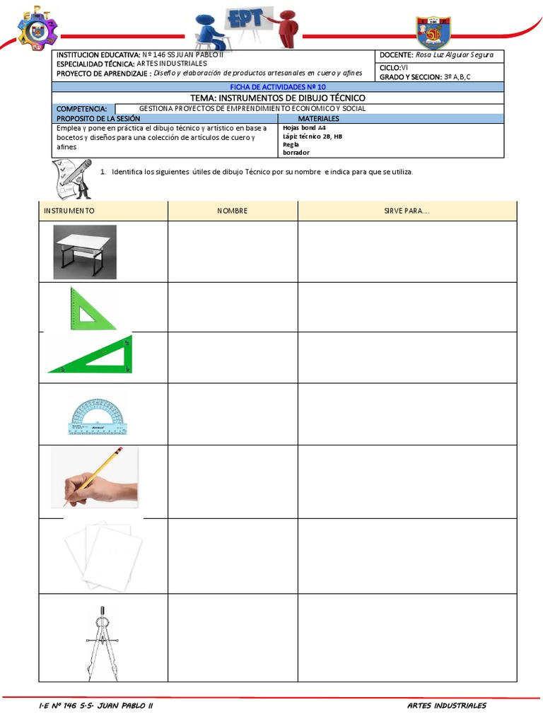 Hojas Bond A4 Lápiz Técnico 2B, HB Regla Borrador: Ficha de Actividades ...