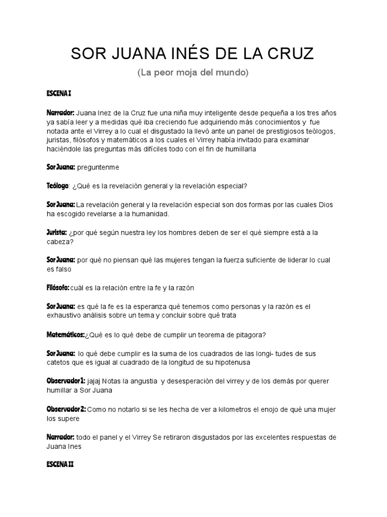 Guion de Sor Juana Inez de La Cruz | PDF