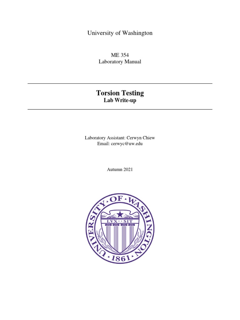 ME354 Torsion Test Manual | PDF
