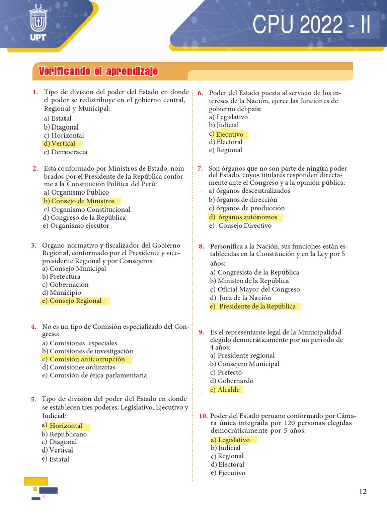 CPU 2022 - II: Verificando El Aprendizaje | PDF | Ejecutivo (gobierno) | Judicaturas