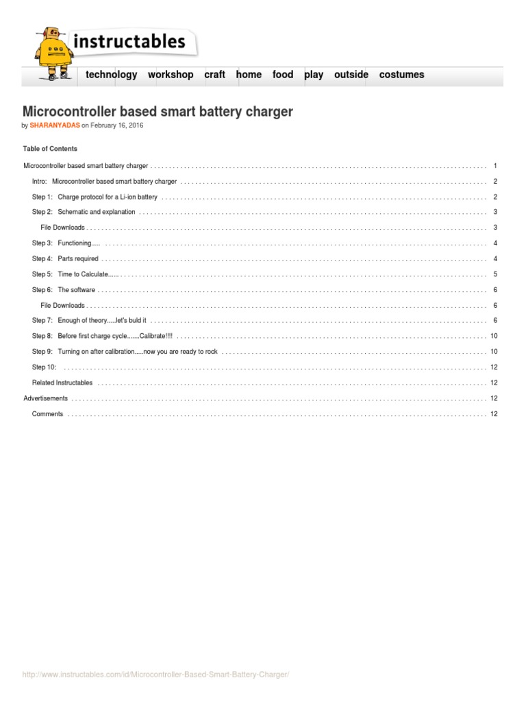 Microcontroller Based Smart Battery Charger | PDF