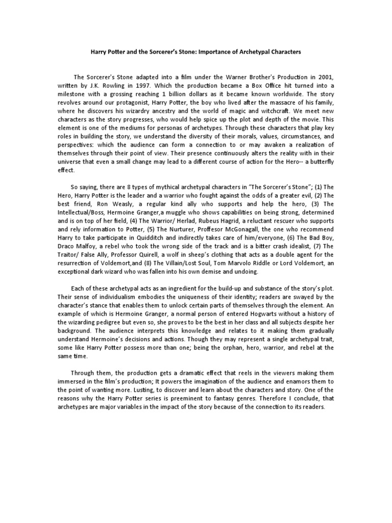 Harry Potter and The Sorcerer's Stone: Importance of Archetypal ...