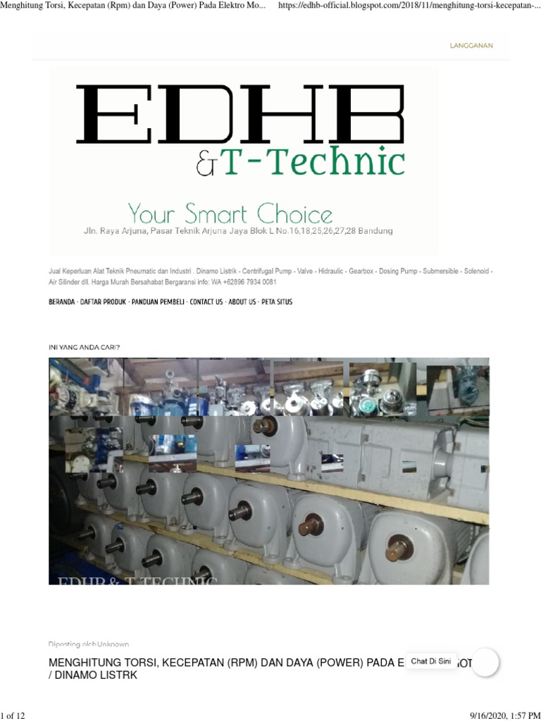 Menghitung Torsi, Kecepatan (RPM) Dan Daya (Power) Pada Elektro Motor ...