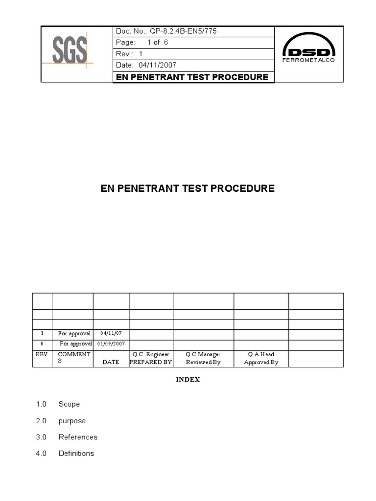FerroMetalCo Liquid Penetrant Testing Procedure for Welded Joints in ...