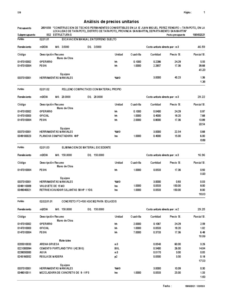 01.02 Apu Estructuras | PDF
