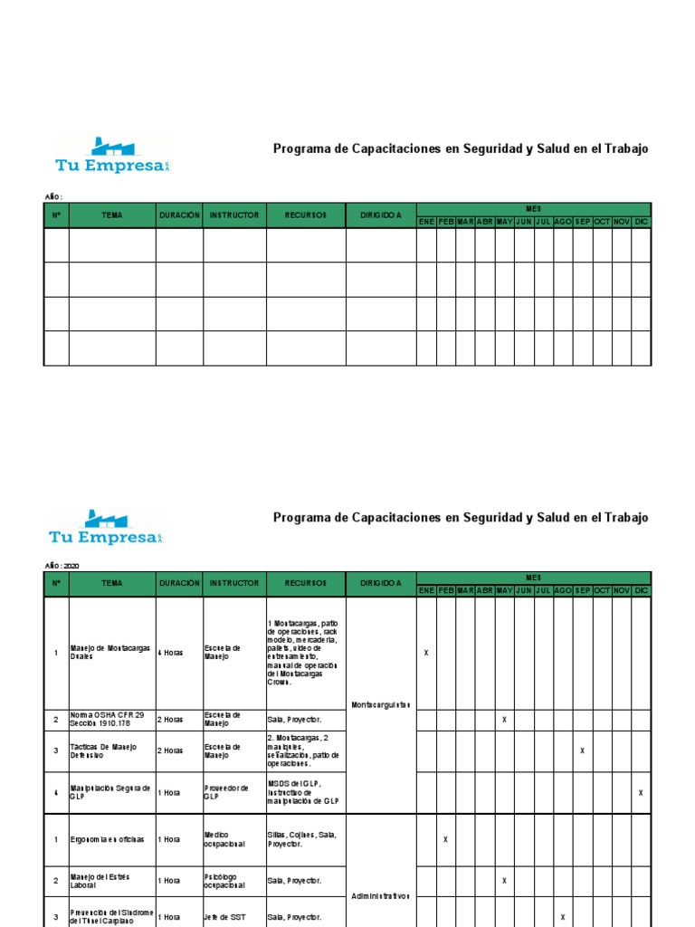 Capacitación en Seguridad Laboral 2020 | PDF