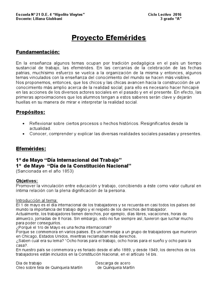 Efemérides y Educación en 3° Grado | PDF | Américas