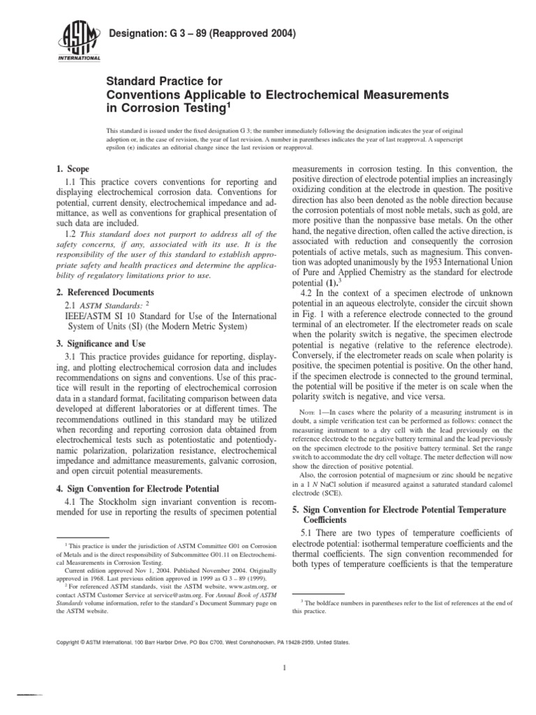 Astm G-3 | PDF | Electrochemistry | Electrical Impedance