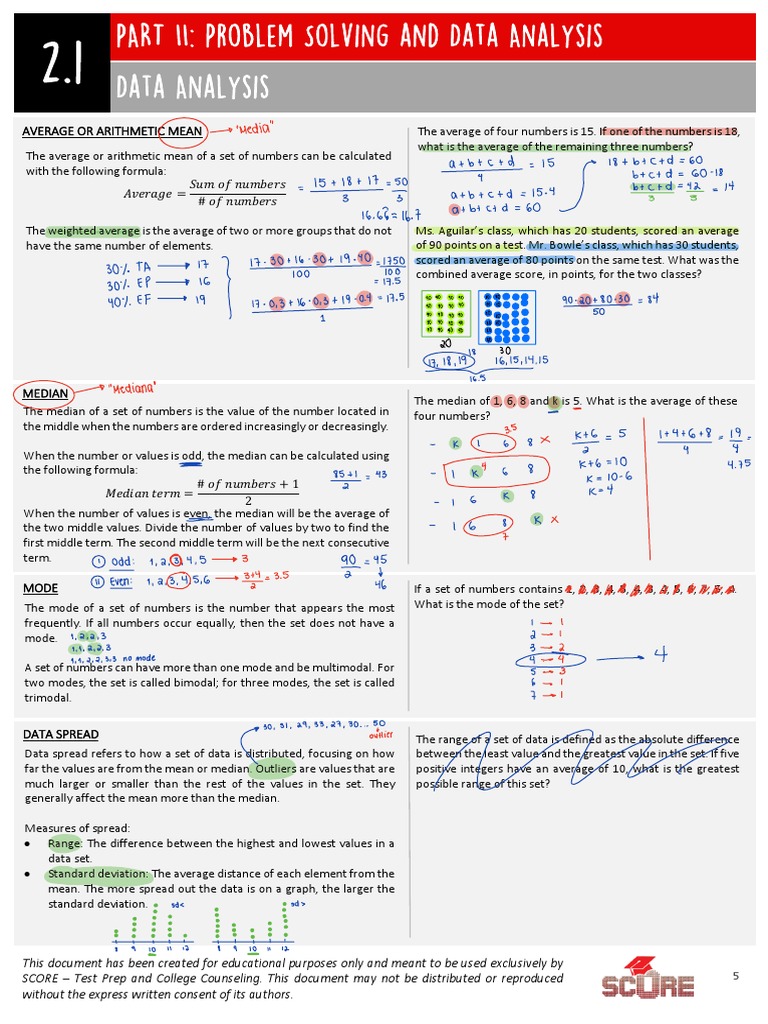 SAT Math Lesson | PDF | Mode (Statistics) | Standard Deviation