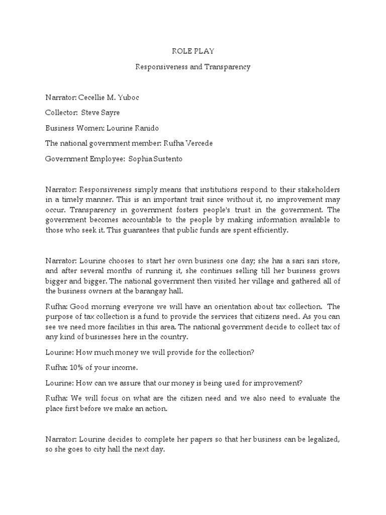 Role Play Script | Download Free PDF | Taxes | Business