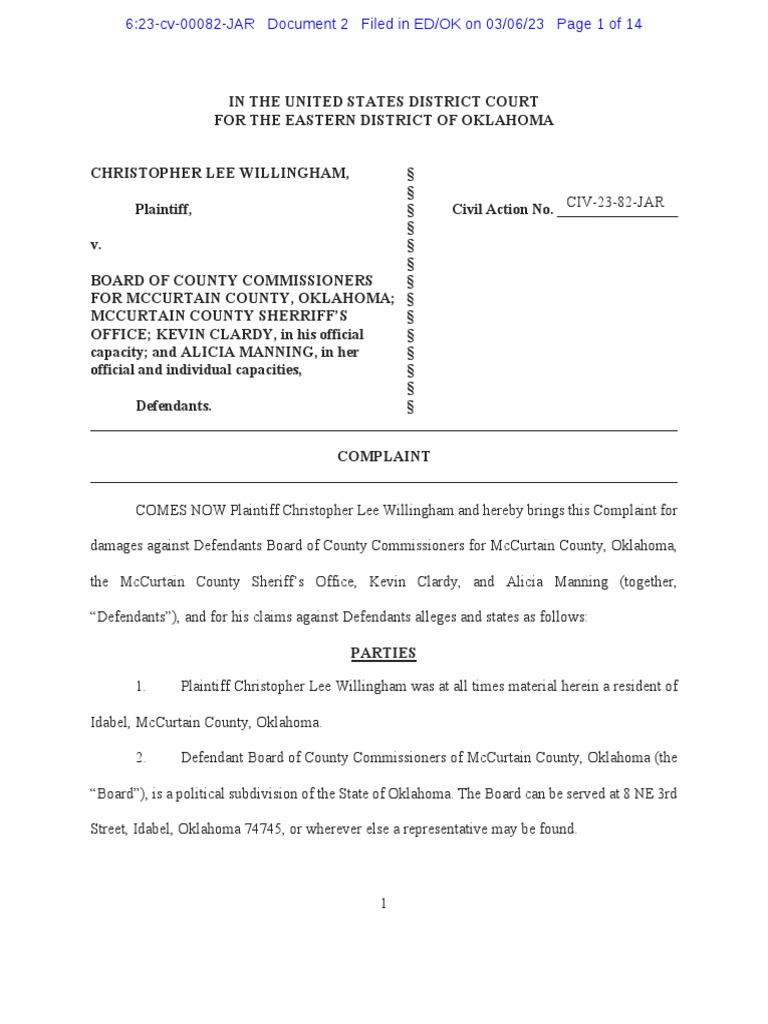 Christopher Lee Willingham vs Board of County Commissioners for ...