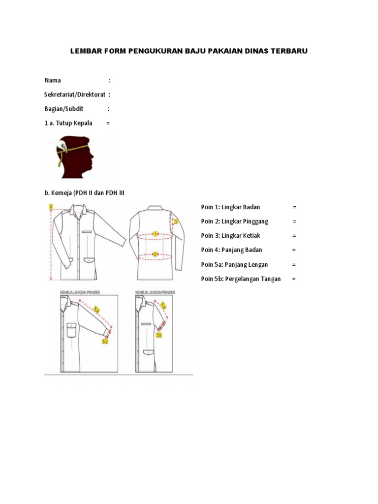 Contoh Form Pengukuran Baju | PDF