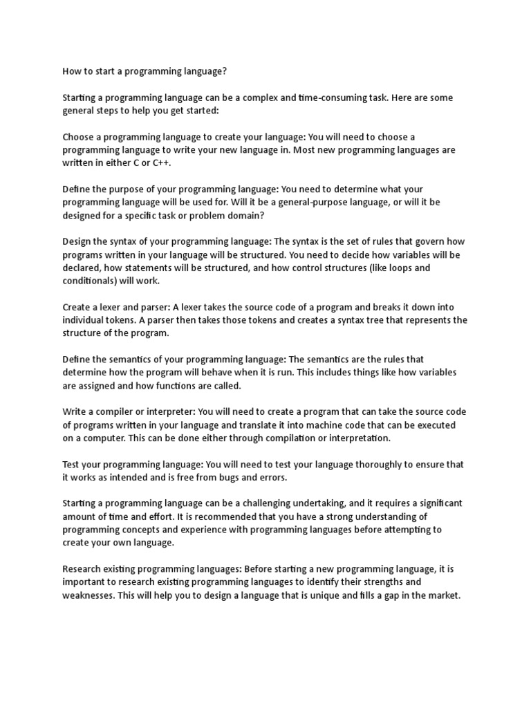 How To Start A Programming Language | Download Free PDF | Programming Language | Computer Program