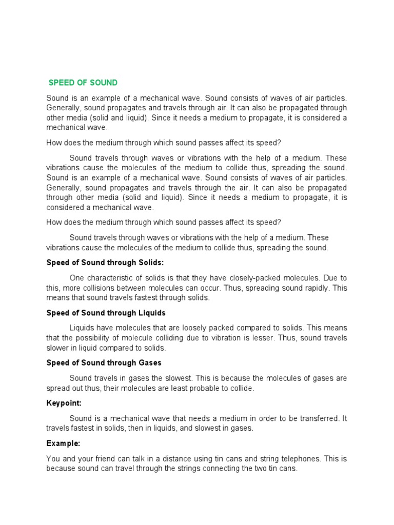 SPEED OF SOUND Grade 8 | PDF