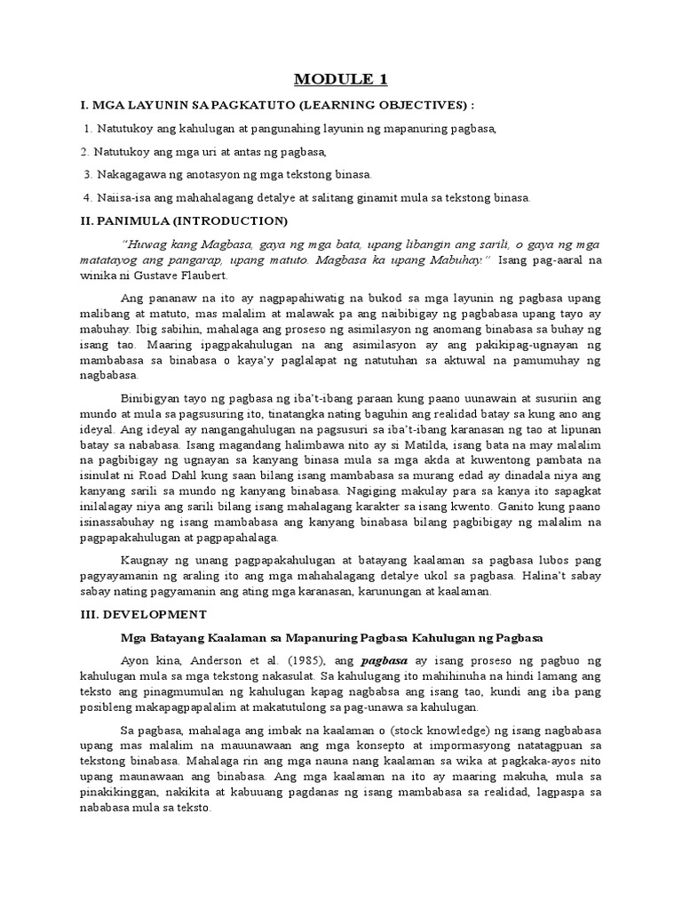 Module 1 Filipino 11 | PDF