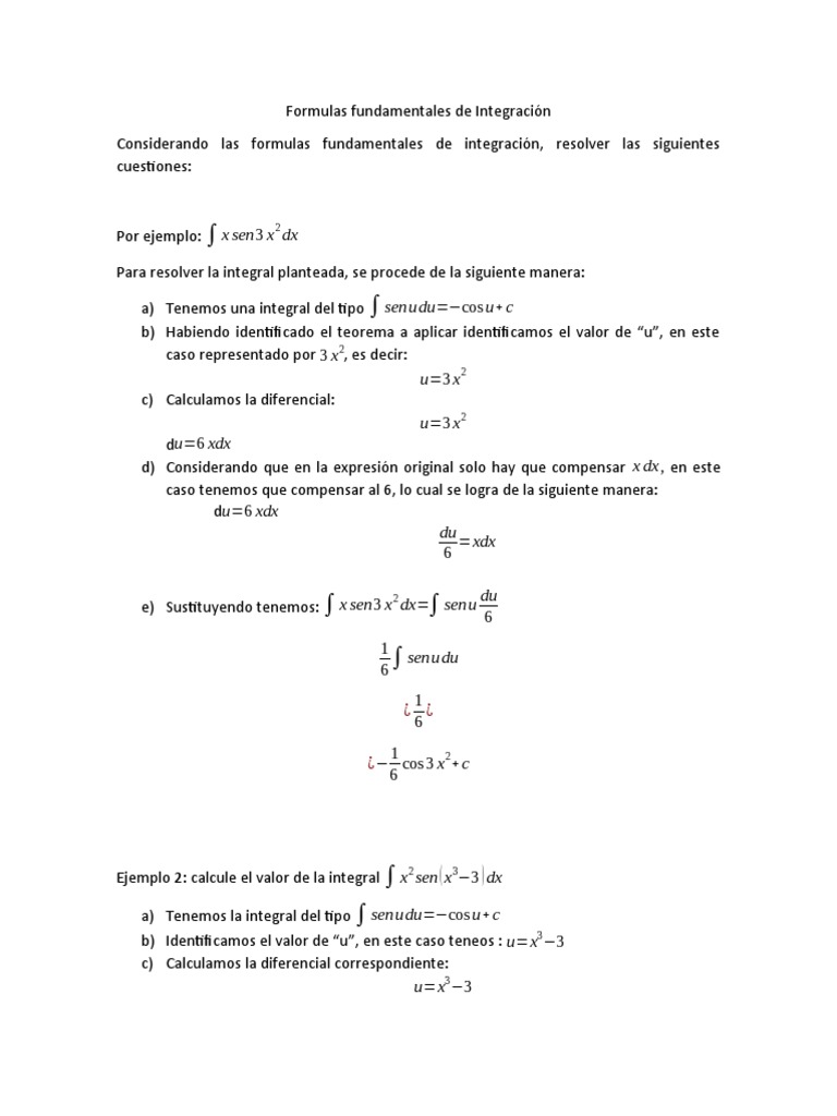Formulas Fundamentales de Integración | PDF | Integral | Relaciones ...