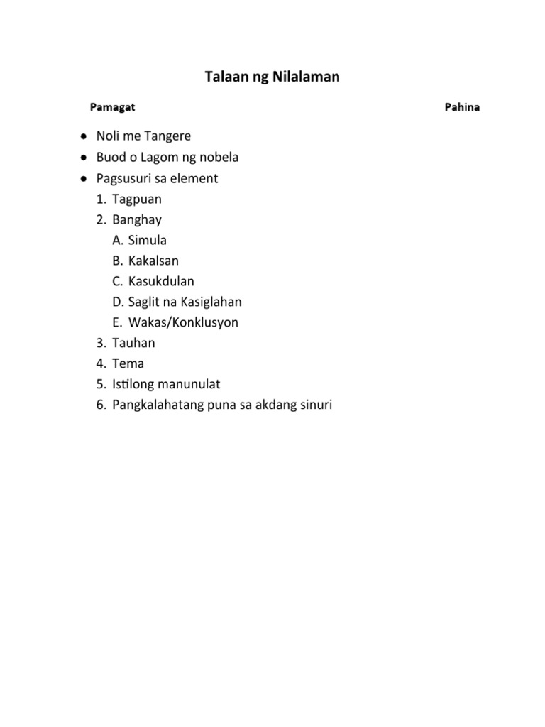 Talaan Ng Nilalaman | PDF