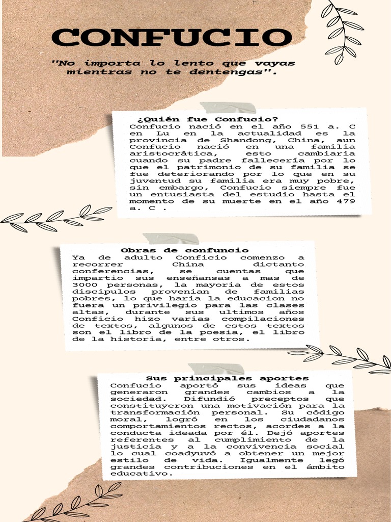 La vida y enseñanzas del filósofo Confucio | PDF