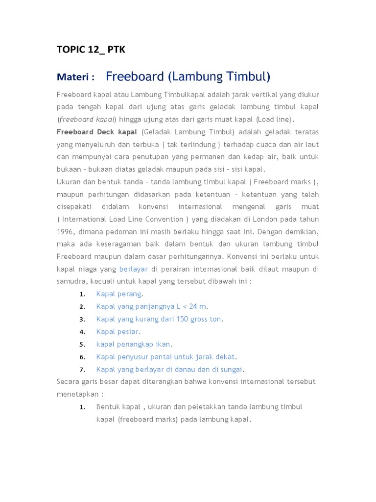 TBK (T) - Freeboard (Materi Dan DA) | PDF
