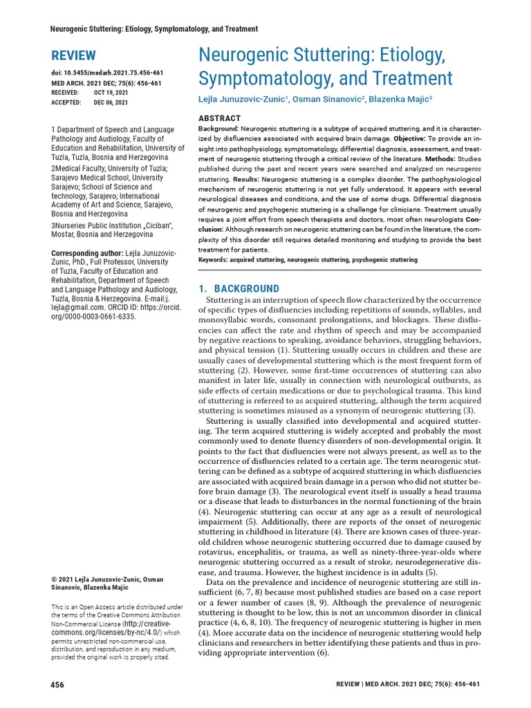 Neurogenic Stuttering | PDF