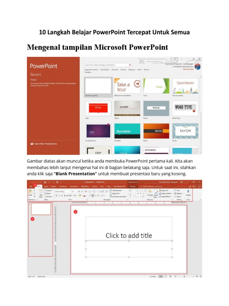 10 Langkah Belajar PowerPoint Tercepat Untuk Semua | PDF