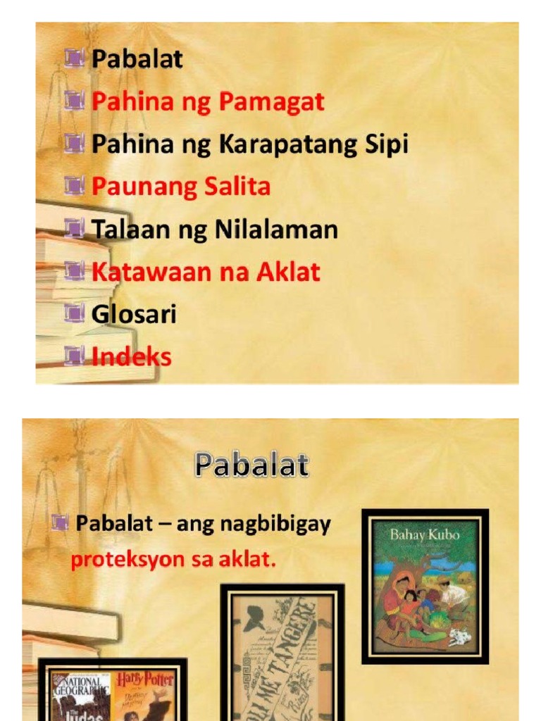 Bahagi NG Aklat | PDF