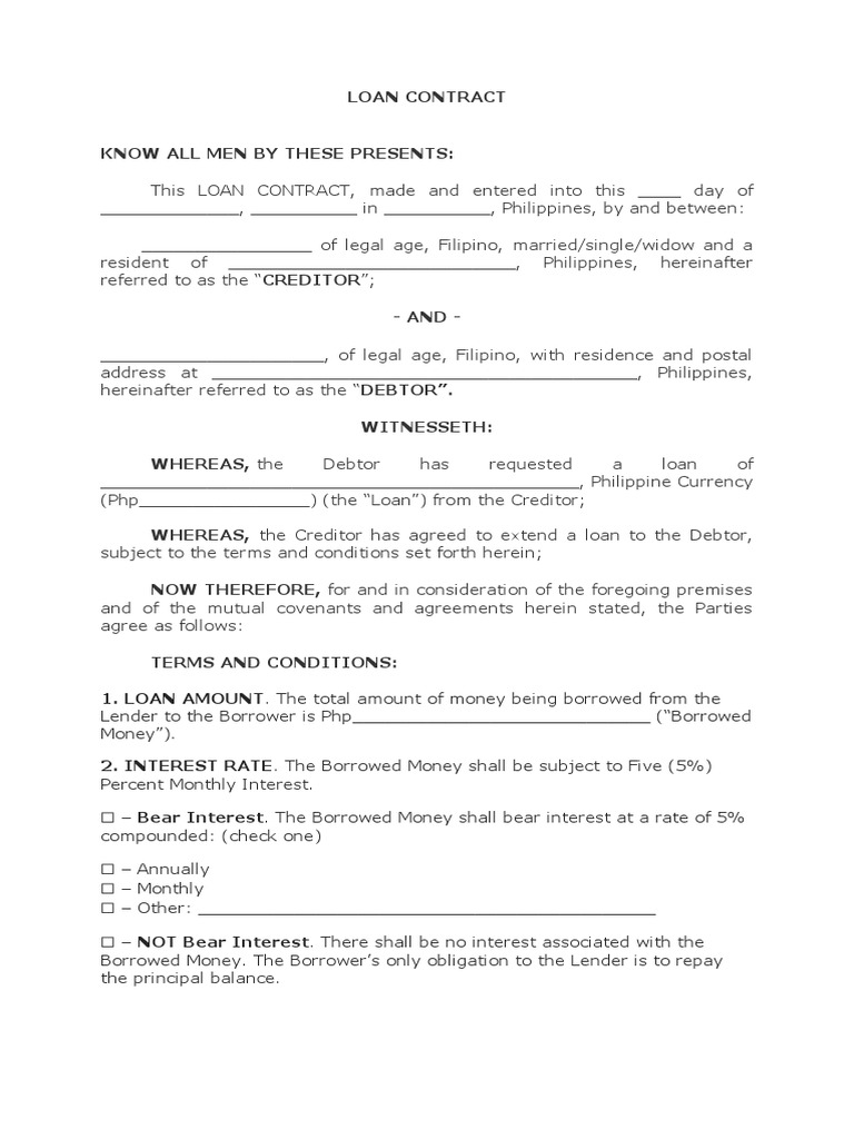 Loan Contract | PDF | Loans | Interest
