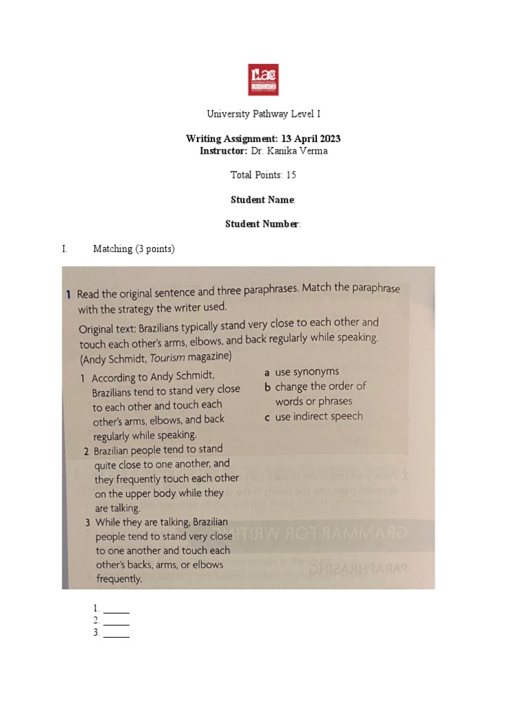 Writing Assignment | PDF