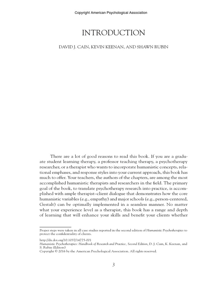 Humanistic Psychotherapies Intro Sample | PDF | Psychotherapy | Humanistic Psychology