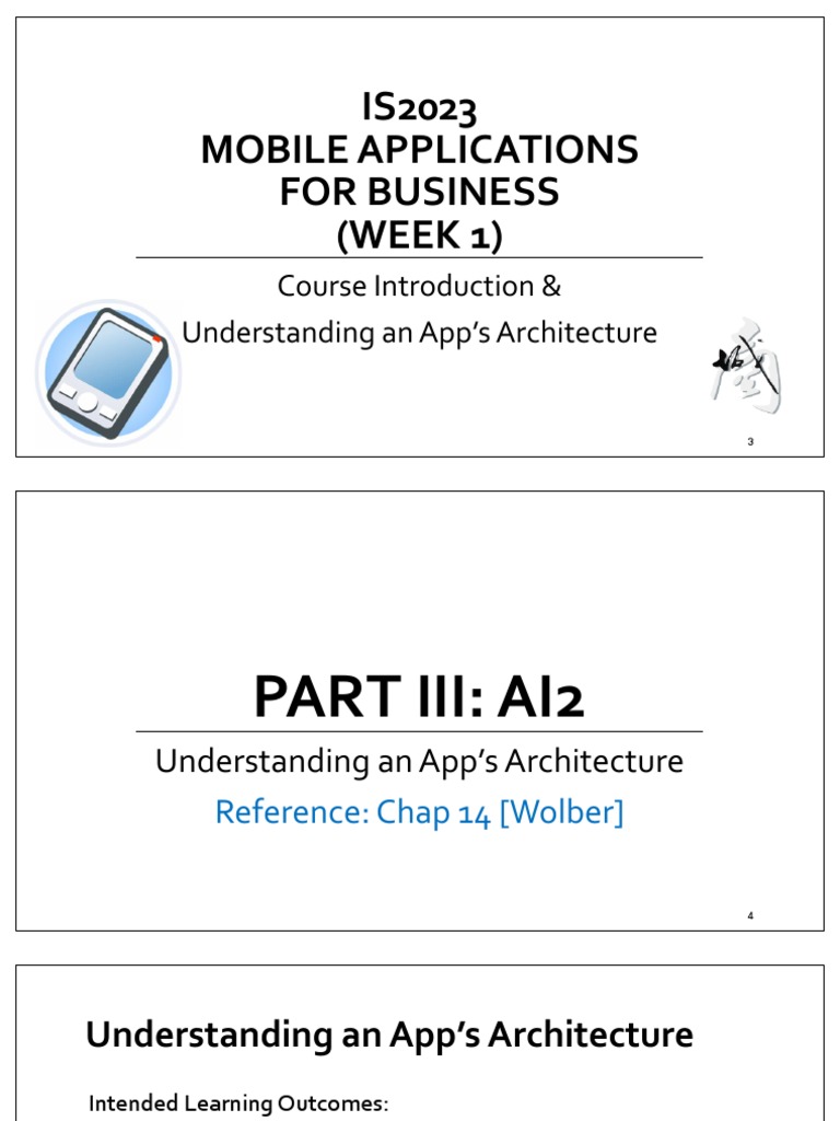 IS2023 Mobile Applications For Business (WEEK 1) : Course Introduction & Understanding An App's ...