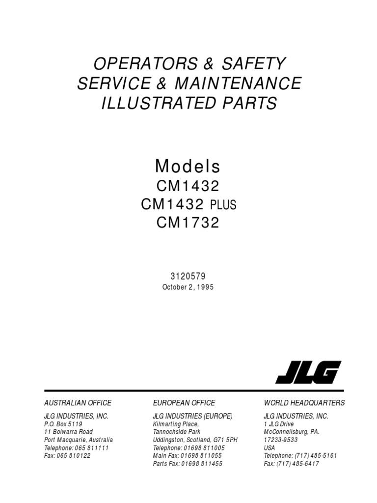 JLG Operators Safety & Maintenance Guide | PDF | Telecommunications ...