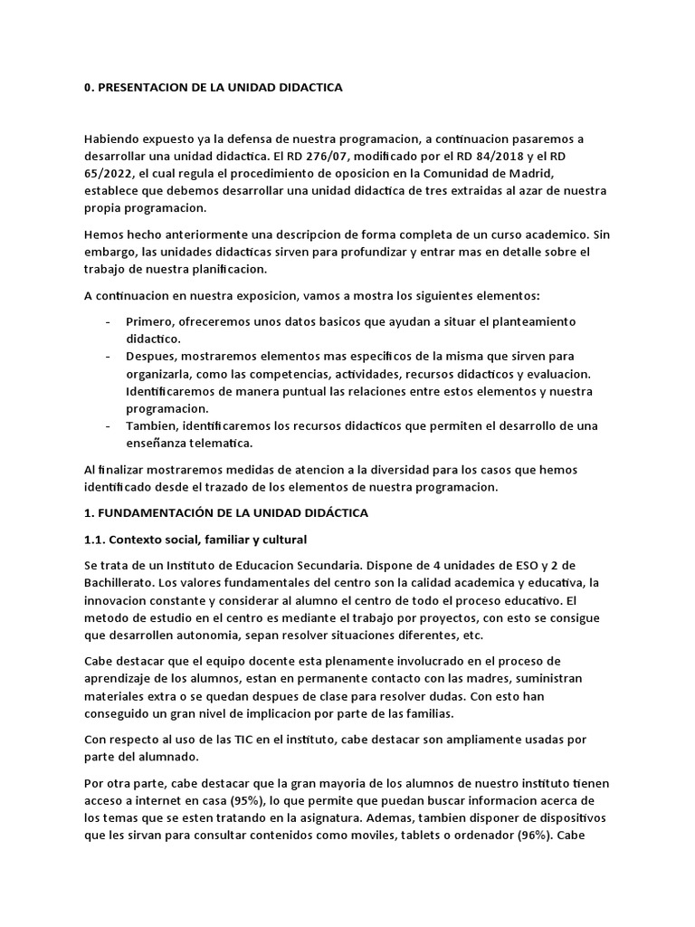 Unidad Didactica 3 | PDF