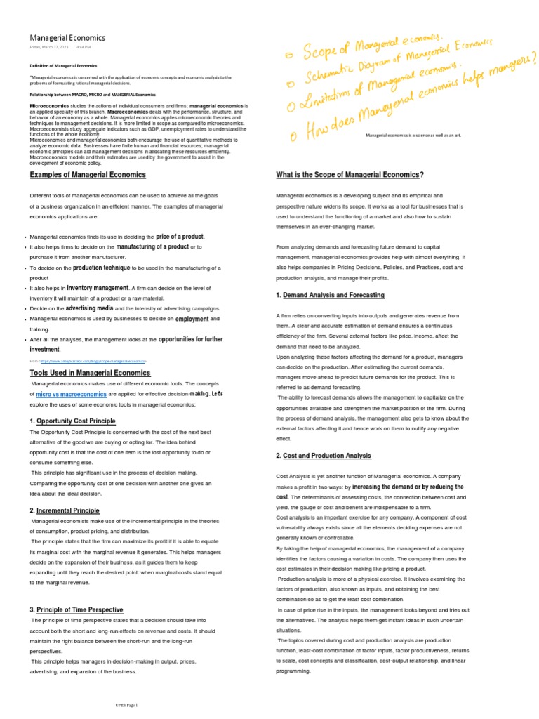 Introduction To Managerial Economics - Notes | PDF | Economics ...