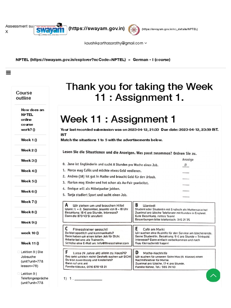 German Assignment 11 NPTEL | PDF